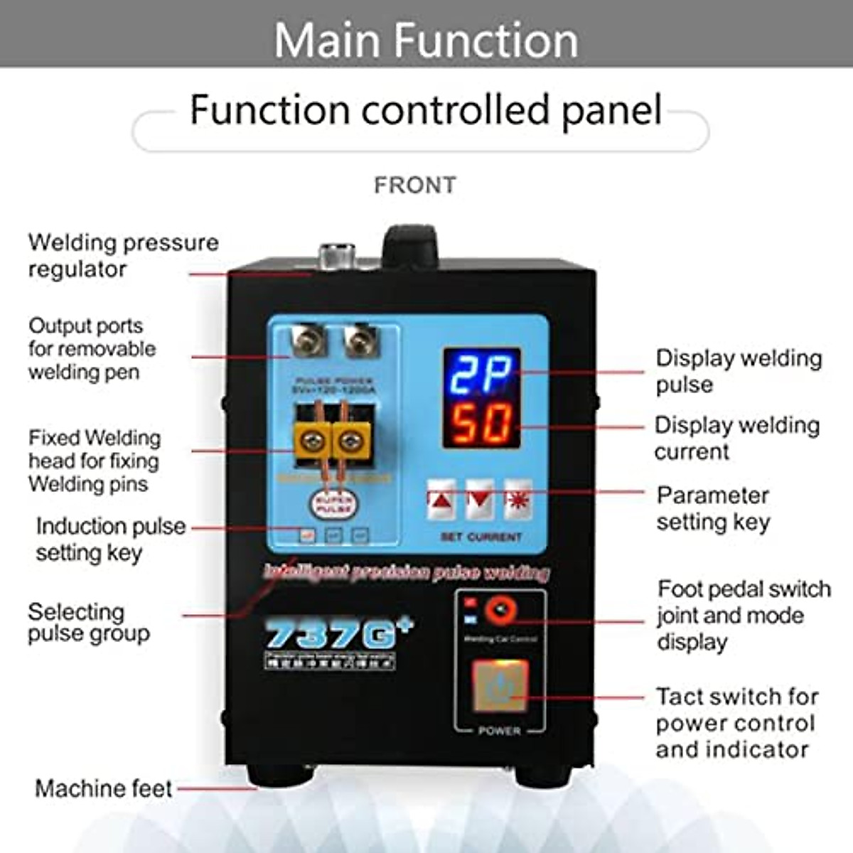 GAOMIN Pulse Spot Welder,737G Battery Welding Machine,110v-220v Battery Spot Welder and Soldering Station Portable,for 18650 Lithium-Ion Battery Pack Welding Wire-Controlled Foot Switch