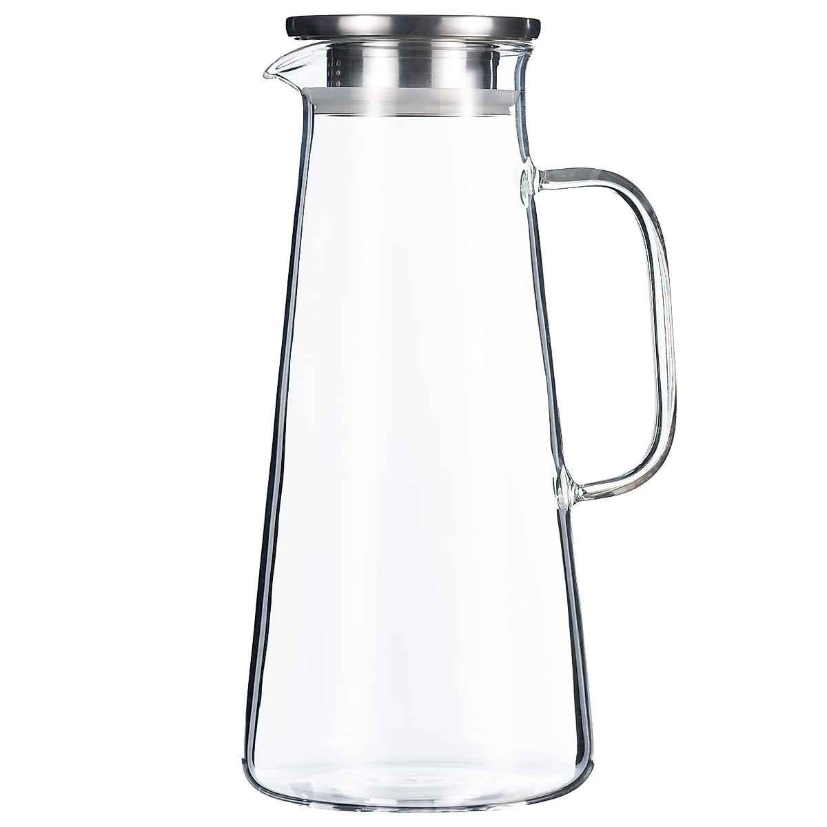Karafu Pitcher, 68Oz Glass Pitcher with Lid, Easy Clean and Heat Resistance Borosilicate Glass Jug for Hot or Cold Water, Milk, Ice Tea and Juice Beverage