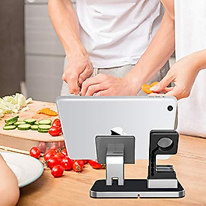 BENTOBEN Compatible with Apple Watch Stand Airpods Charger Dock Cell Phone Stand, Universal Desktop Stand Charging Station Holder for iWatch Airpods iPhone iPad Tablet Android Smartphone, Space Gray