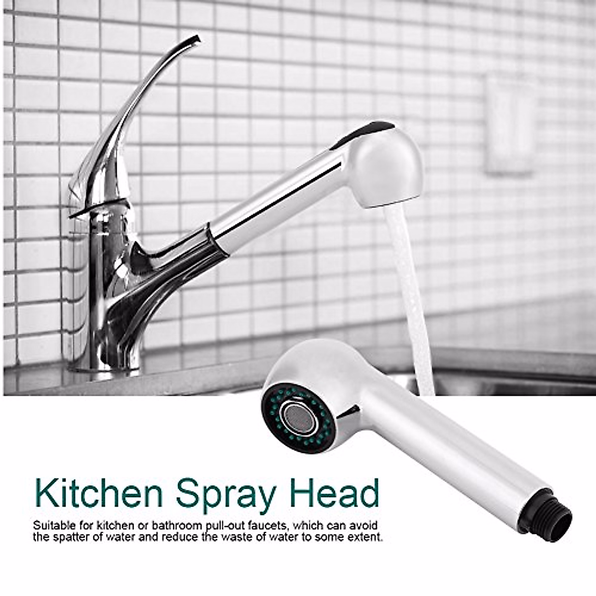 Faucet Sprayer Head, Kitchen Bathroom Pull Out Sink Faucet Nozzle 2 Functions Pull Down Tap Nozzle Spout G1/2 Straight Thread High Flow Shower Head Replacement Part Hot for Personal Hygiene