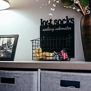 Creekview Home Emporium Lost Socks Seeking Soulmates Basket Sign - Missing Sock Bin Lost Socks Basket for Laundry Room