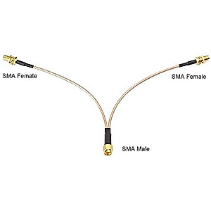 Superbat SMA Splitter Cable SMA Male to Dual SMA Female Cable (V Type,12 inches) for SMA 4G LTE Antenna Splitter 2 in 1 Out