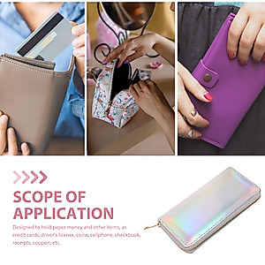 TENDYCOCO Sparking Cell Pouch Wallet Clutch Carteras Pu Women Female Coin Leather Long Wallets Credit Rainbow Portfel Shining Silver Zipper Holographic Slim Bag Purses Iridescent Girls for