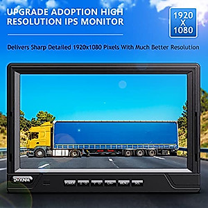DVKNM RV Backup Camera System 9" AHD IPS Dual Split Monitor 1080P HD Rear View Camera DVR Loop Recording IP69 Waterproof Night Vision for Car RV Trailer Truck Bus Semi etc. (TH102)