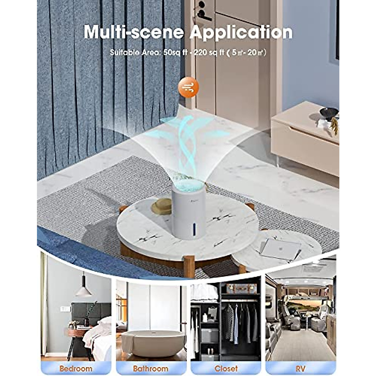 LONONE Dehumidifier - 31oz(900ml) Portable and Ultra Quiet Small Dehumidifiers with Colorful LED Light, 2200 Cubic Feet Compact Mini Air for Home Bedroom Bathroom Basements Closet RV Room