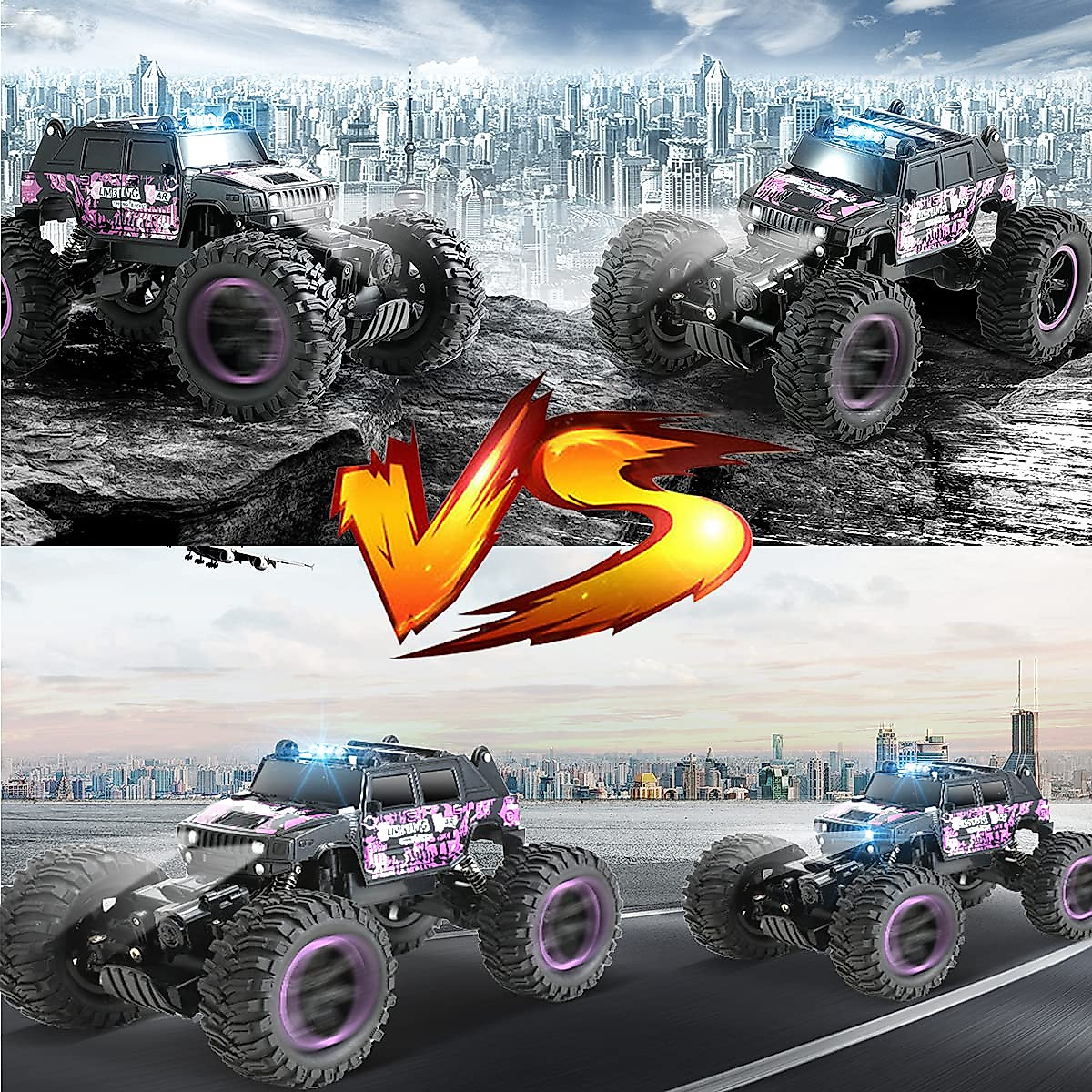 Songtai Remote Control Car, Purple Rc Truck 4x4 Off-Road Waterproof Function 360° Rotation, Suitable for Boys, Girls, Adult and Children's Toy