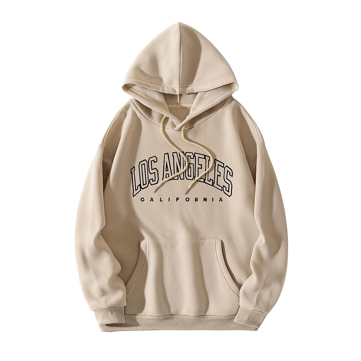 SOLY HUX Graphic Hoodies for Men Letter Print Long Sleeve Casual Streetwear Pullover Sweatshirt with Pocket Apricot Graphic L