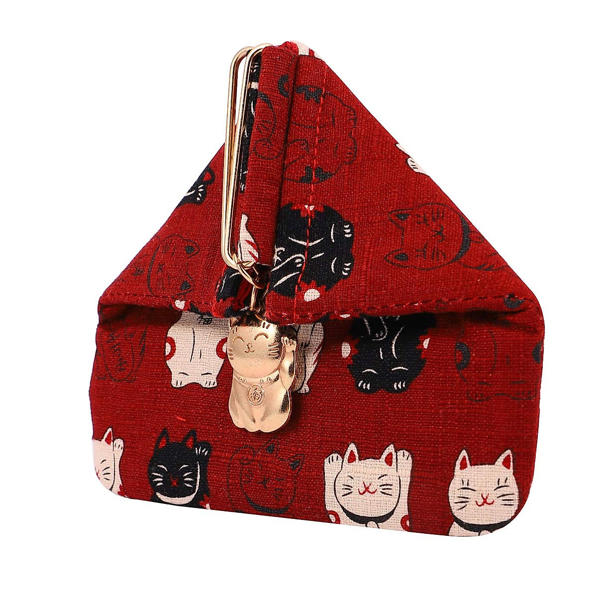 TENDYCOCO Women Wallet Lucky Cat Printed Coin Purse Magnetic Buckle Cotton Pouch Japanese Style Wallet