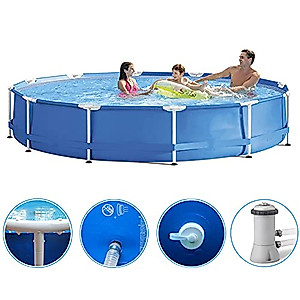 Bewinch Swimming Pool,Paddling Pools for Kids,Round Frame with Filter Pump 12 Ft X 30 Inch 366 X 76 cm Garden Outdoor Backyard-Blue
