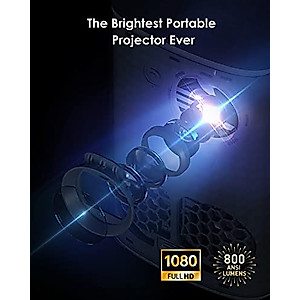 XGIMI Halo True 1080p Portable Projector for Outdoor Movie Night, 800 ANSI Lumen, Harman Kardon Speakers, WiFi Bluetooth, Auto Focus, Auto Keystone Correction, Android TV 9.0