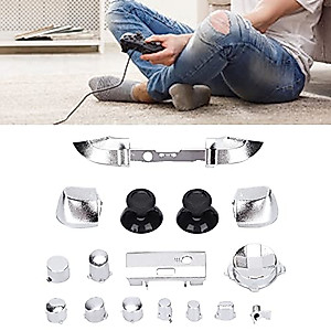 Full Game Controller Plating Button Set, Beautiful Appearance Game Handle Accessories Compatible Unique for Series X(Silver Plating)