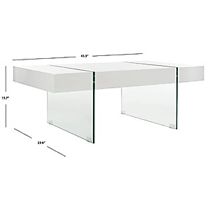 Safavieh Home Jacob White and Glass Leg Coffee Table