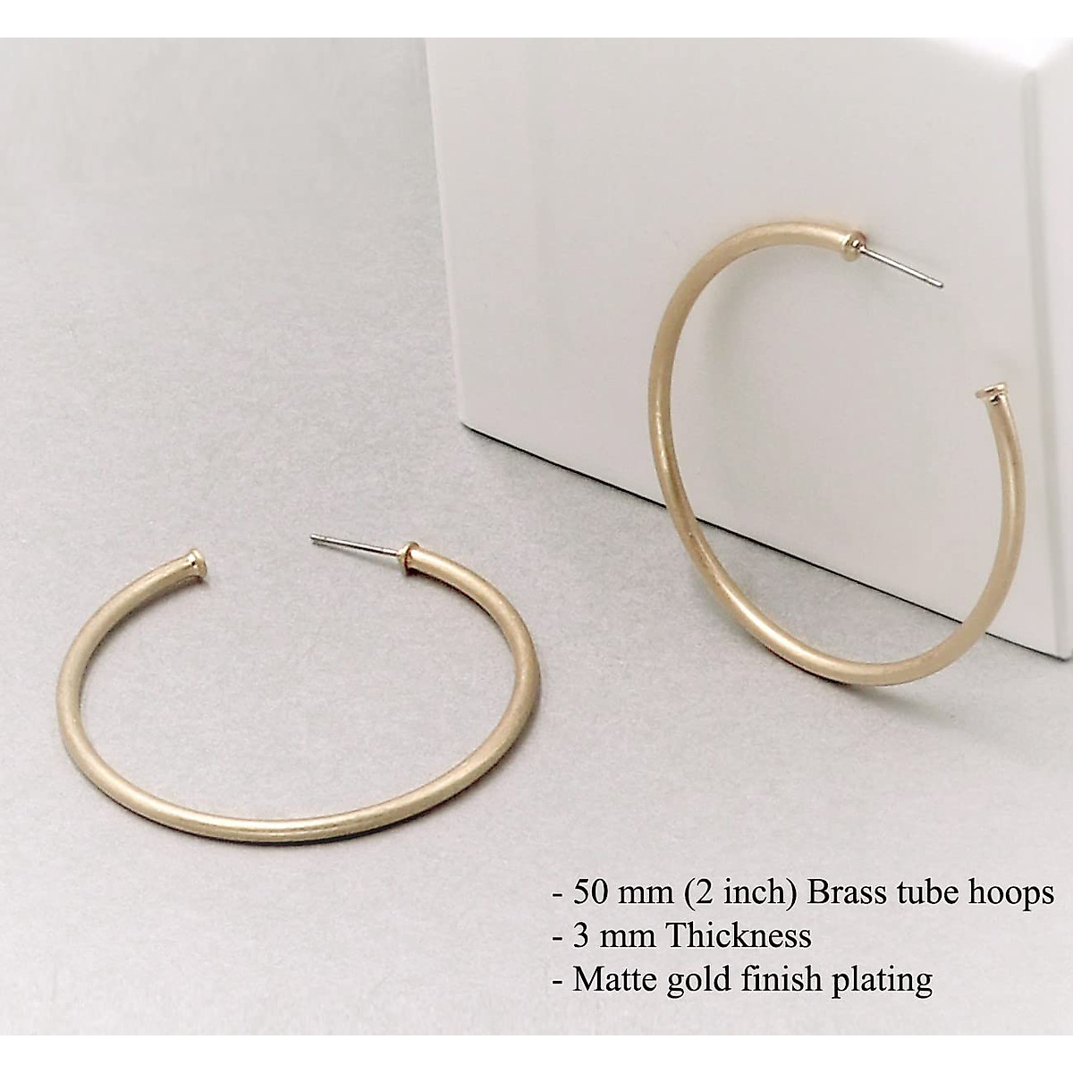 POMINA Classic Gold Hoop Earrings for Women Basic Trendy Tubular Open Round Matte Gold Silver Hoops, 2 Inches (Gold)