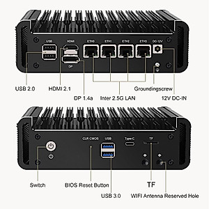 SENSTUN Micro Firewall Appliance, 4 Inter i226-V 2.5Gbe LAN Ports, Fanless Mini PC Celeron N5105 Quad Core, Support AES-NI Barebone Router PC VPN, 8 GB RAM 128 GB SSD