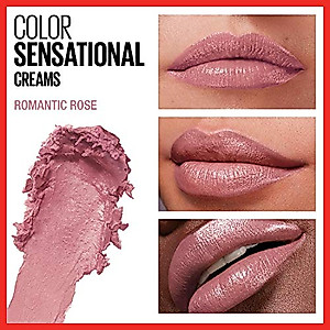 Maybelline Color Sensational Lipstick, Lip Makeup, Cream Finish, Hydrating Lipstick, Romantic Rose, Pink ,1 Count