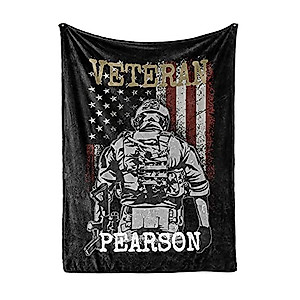 Veteran Blanket, Military Throws, Gift for Veteran, Veteran Gifts, Military Gifts, Gifts for Soldiers, Military Blanket, Thank You Gifts for Veterans, Gift for A Veteran (D2-50"x60"-Fleece)…
