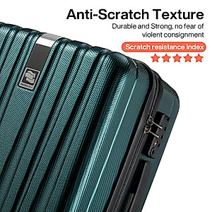 Hanke 20 Inch Carry On Luggage 22x14x9 Airline Approved Lightweight PC Hard Shell Suitcases with Wheels Travel Luggage Rolling Suitcase Travel Luggage Bag for Weekender(Blackish Green)