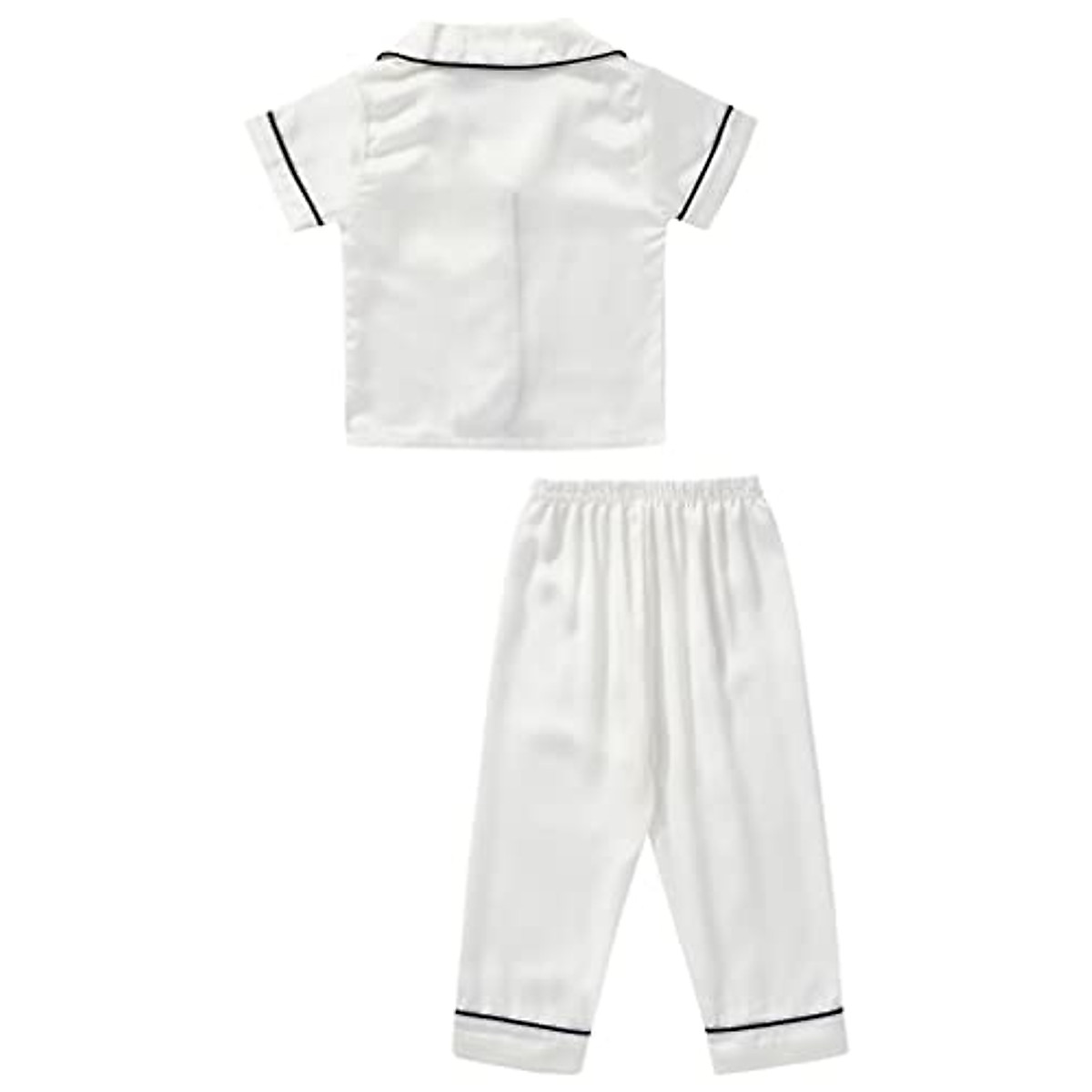 zdhoor 2Pcs Satin Silk PJs Sleepwear Infant Baby Boys Girls Pajama Set Cute Cartoon Shirt Tops with Pants Set White 6-12 Months