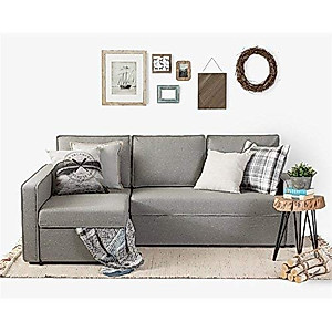 South Shore Live-It Cozy Sectional Sofa-Bed with Storage, Gray Fog