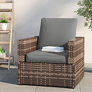 ZJEYEJZ Outdoor Chair Cushion Set, Thickened 24 x 24 x 5 Inch Patio Furniture Cushions, Waterproof & Fade Resistant Outdoor Seat Cushions with Ties for Chair Sofa Couch (Dark Gray)