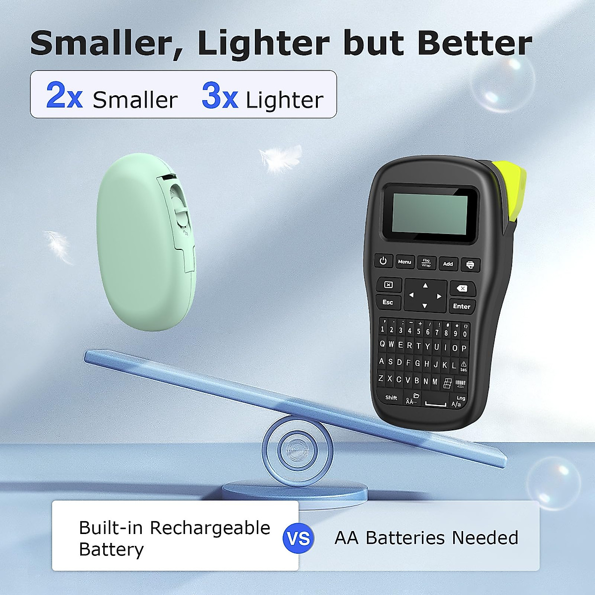 SUPVAN E10 Bluetooth Label Maker Machine with 3 Tapes, Continuous Waterproof Label, Versatile App with 35 Fonts and 1k+ Icons, Inkless Labeler for Home, Kitchen, School, Office Organization, Green