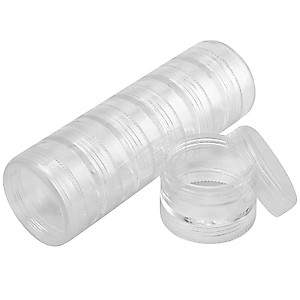 MUKLEI 10 Sets 6 Layer Cylinder Stackable Plastic Bead Containers, 10G/10ML Stackable Round Plastic Containers Makeup Sample Containers for Buttons, Beads, Small Items