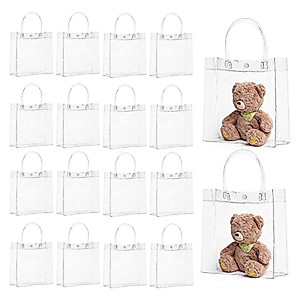 Sdootjewelry Clear Gift Bags, 36 Pack Clear Gift Bags with Handles, 7.9'' × 7.9'' × 3.1'' Transparent PVC Bags, Clear Bags for Gifts, Reusable Retail Shopping Bags for Party Wedding