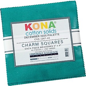 Kona Cotton Solids December 2025 42 5-inch Squares Charm Pack Robert Kaufman CHS-1267-42