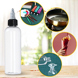 32 Pack 2 oz Plastic Squeezing Bottles, (Shekure) Clear Oil Dispenser Dropper Bottle Applicator with Twist Top Cap and Leak-Proof Inner Gasket for Crafts, Art, Glue, Paint and More