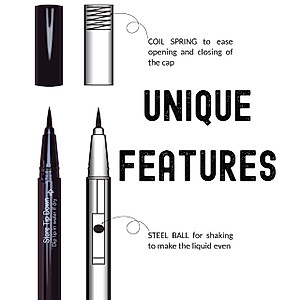 Nikka Notto Liquid Eyeliner Waterproof Pen“Nude Look”, Satin Brown, Stay All Day, Smudge Free, 3x More Liquid 0.070Fl.oz (Mom's Choice Award®)