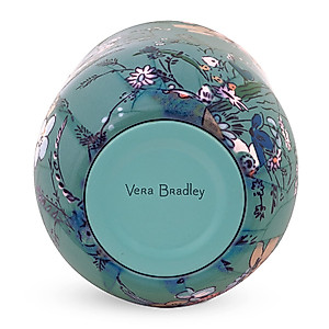 Vera Bradley Insulated Wine Tumbler, 12 Ounce Travel Cup, Green Floral Stainless Steel Tumbler with Lid, Sunlit Garden Greek Sage