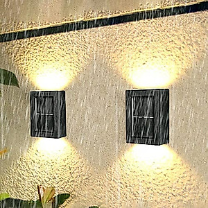 LUOFDCLDDD Spotlight，2Pcs Solar Wall Sconce Lamp up and Down Wall Lighting Garden Decoration, Solar Sensor Security Lights, Led Square Outdoor Spotlight, Exterior Wall Lamps for Garden Patio Yard/RGB