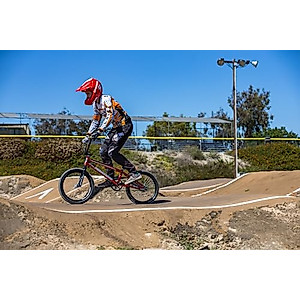 Mongoose Title Pro BMX Race Bike with 24-Inch Wheels in Red for Beginner or Returning Riders, Featuring Lightweight Tectonic T1 Aluminum Frame and Internal Cable Routing