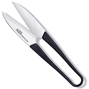 ALLEX Japanese Mini Sewing Embroidery Scissors 4.5 Inch, Spring Thread Cutting Snips Black, Made in JAPAN, Long