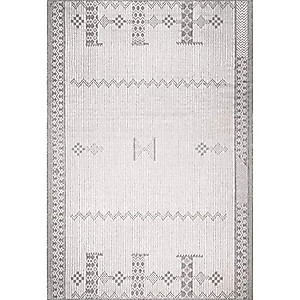 nuLOOM Lowen Tribal Indoor/Outdoor Area Rug, 4' x 6', Light Grey