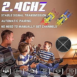 HScopter 2.4Ghz Wall Climbing Remote Control Car,RC Cars 360° Rotating Stunt Car with LED Lights Rechargeable Battery Gift Kids Toys for Boys Girls Birthday Chirstams Party Xmas