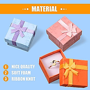 24 Pack Jewelry Gift Boxes Jewelry Box Gift Cases Cotton Filled Cardboard Paper Jewelry Box Bracelets Bangle Necklace Gift Case with Ribbon Bow for Birthday Wedding (1.6 x 1.6 Inches), 12 Color