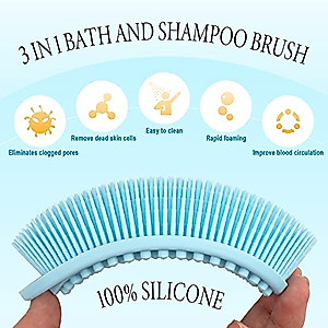 3 Pack Silicone Body Scrubber, Exfoliating Body Scrubber Soft Silicone Loofah Body Scrubber Fit for Sensitive and All Kinds of Skin Clean and Sanitary