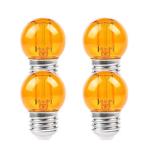 KINUR G40 Small dim Amber LED Edison 2000K 2 watt-15 watt Equivalent, E26 Base Low watt Soft Warm Light Bulbs for Healthy Sleep and Baby Nursery Light 4 Pack