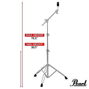 Pearl BC830 Double-Braced Cymbal Boom Stand, Medium Weight Boom Stand with Gearless UniLock Cymbal Tilter, Three-Tier Height Adjustment, and Sturdy Double-Braced legs.