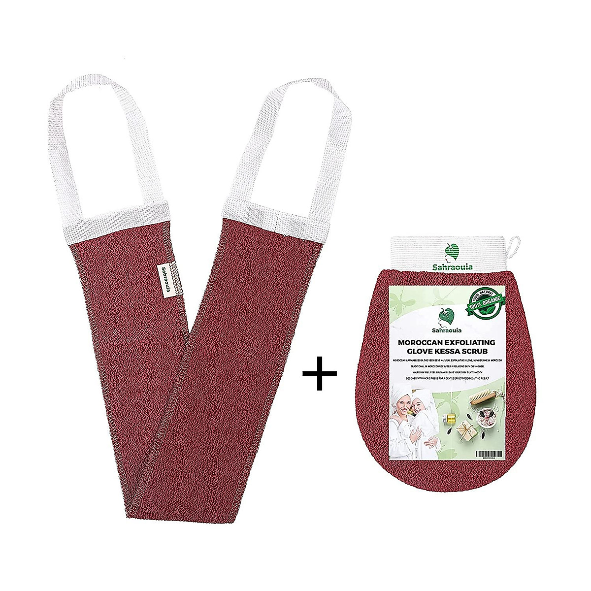 SAHRAOUIA Exfoliating Glove & Back Scrubber - Viscose Dead Skin Scrubbers for Men/Women - Remove Unwanted Dry Skin - Moroccan Exfoliating Glove for Body Scrub w/Bath Back Scrubber for Smooth Skin