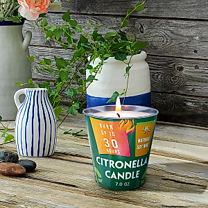 Patio Citronella Candles Outdoor, 4 Packs Natural Soy Wax Fly Off Candles for Summer Porch Home Outside Camping Picnic,120 Hours Burn