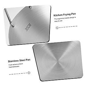 Ciieeo Stainless Steel Wok Dual- Handled Steel Wok Frying Pot Double Handle Wok Pot Stock Pot Carbon Steel Pow Wok Cooktop Wok Griddle Camping Accessories Skillet Binaural Pot Stove Flat