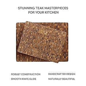 Teakhaus Butcher Block Cutting Board - Medium Wooden Cutting Board - Teak End Grain Wood - Knife Friendly - FSC Certified