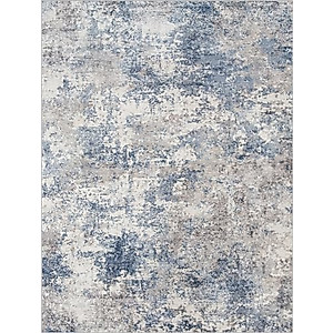 Area Rug Living Room Rugs: 5x7 Indoor Soft Fluffy Rug Abstract Carpet for Bedroom Kitchen Dining Room Floor Washable Plush Throw Large Accent Rug Home Office Nursery Decor - Gray/Blue
