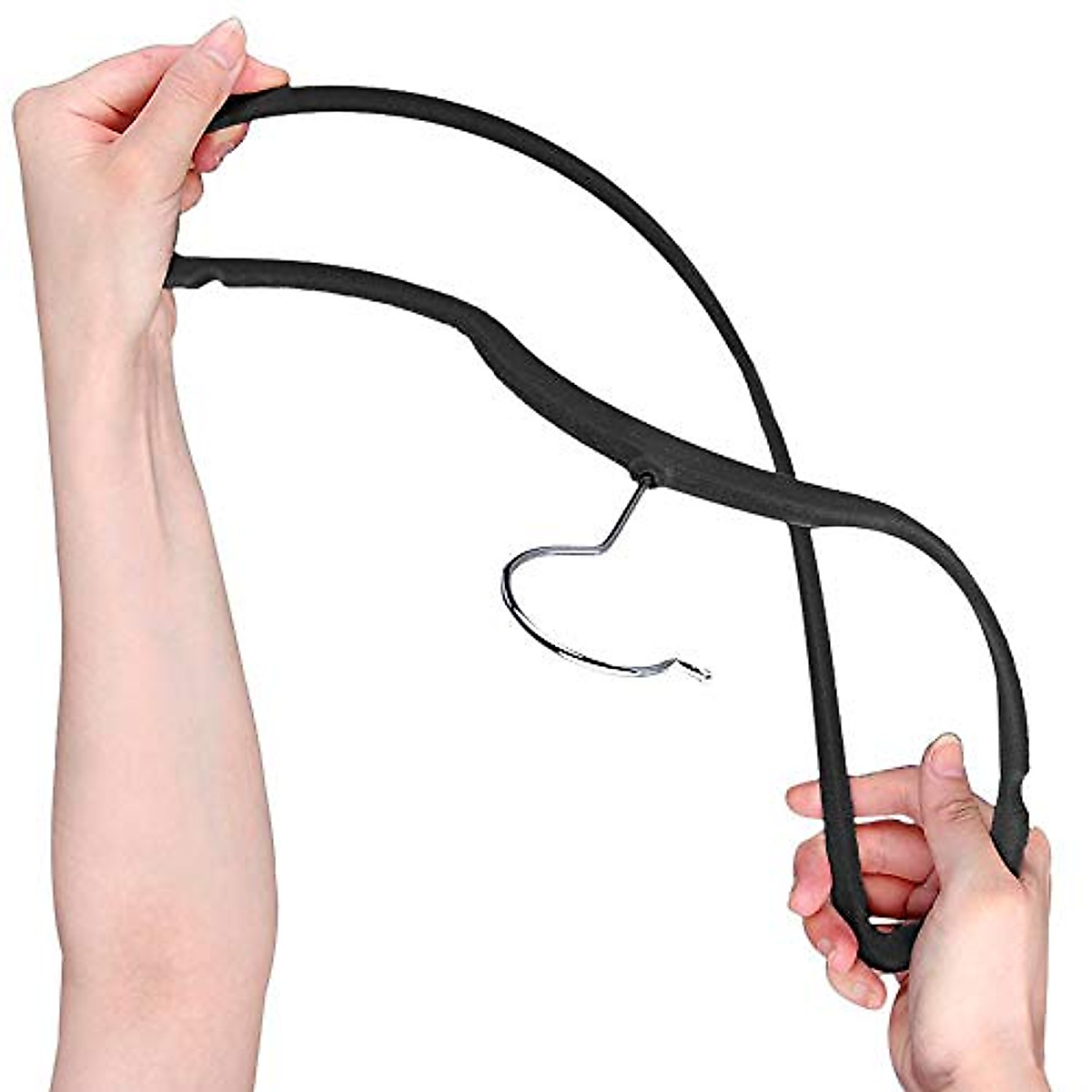 TECHZOO 50 Pack Velvet Hangers Heavy Duty Hangers for Coats, Dress, Jacket, Pants - Ultra Thin Non Slip Adult Felt Space Saving Clothes Hangers for Closet 360° Swivel Hook Hold Upto 10 lbs Black