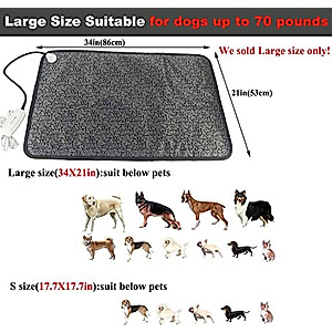 DEOMAN Pet Heating Pad for Dogs Heated cat Bed mat Indoor Electric Dog Heating pad cat Heating pad Chew Proof Cord,Large Size,Easy Clean