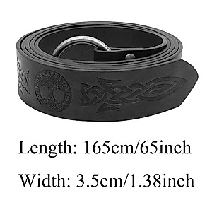 JAOYU Medieval Belt for Men Viking Leather Belt Womens Renaissance Belt Cosplay Belts Dark Knight Belt Ren Faire Accessories, Wjpd015-black