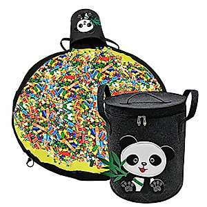 Toy Storage Organizer and Play Mats, Large Toy Baskets, Toy Storage Bags, Washable, Foldable Canvas Basket, Toy Clean Up & Storage Container Suitable for Toy Bricks, Small Toys