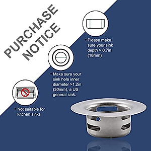 WINDALY 4 Packs Bathroom Sink Strainer Small Sink Drain Hair Catcher, 1.8" Top / 1.06" Sink Strainer Bathroom Small, Utility Tub Drain Catcher for Standard Universal Bathroom Sink, Stainless Steel